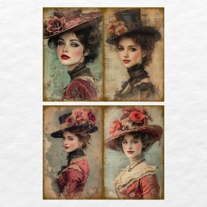 Victorian Women Junk Journal Pages, Digital Ephemera Kit, Antique ...