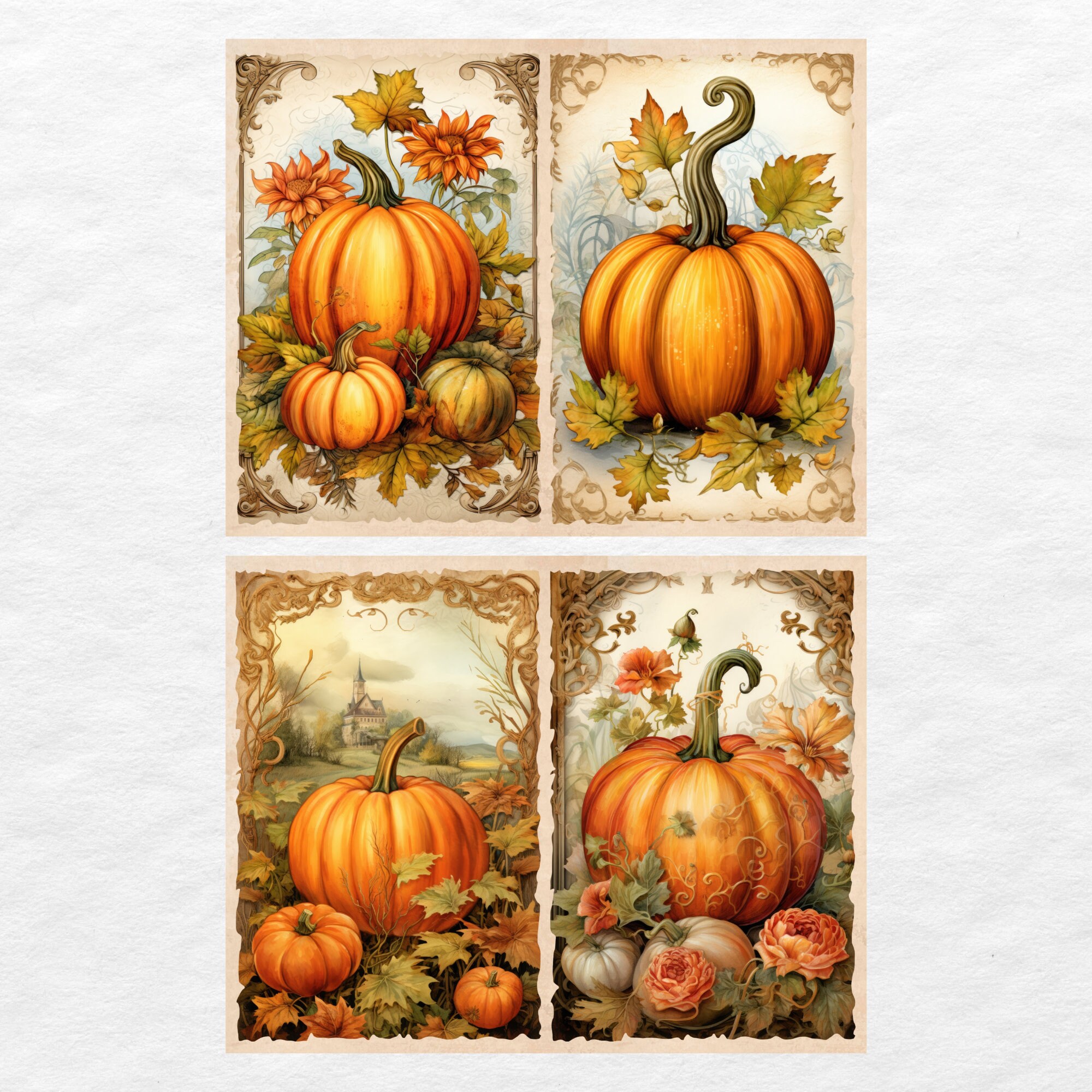 Pumpkins Junk Journal Printable Page, Fall Pumpkins Junk Journal Kit ...