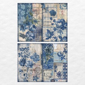 Pale Blue Junk Journal Pages, Scrapbook Images, Collage Paper, Digital ...