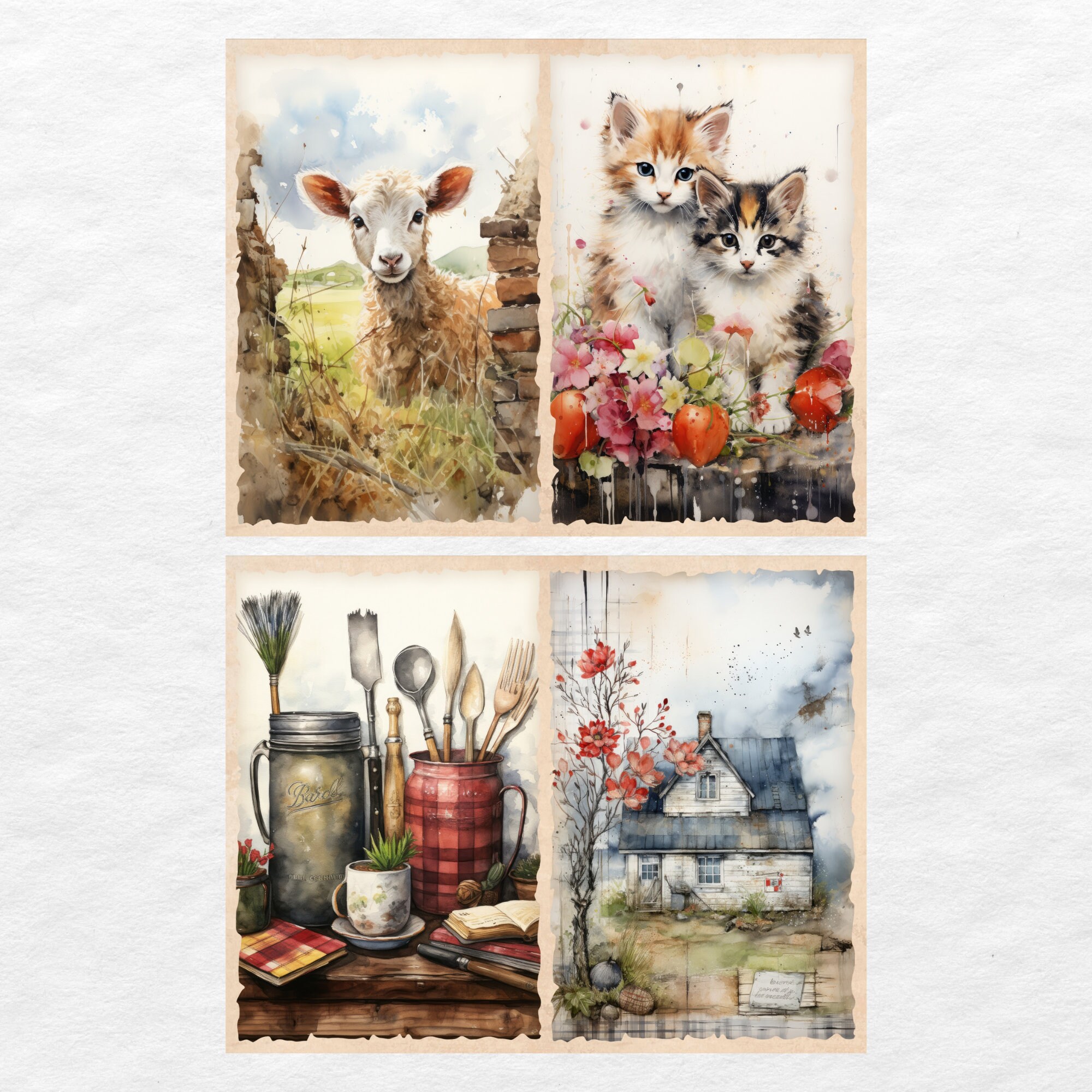 Farmhouse Junk Journal Kit, Rustic Journal Pages, Printable Vintage ...