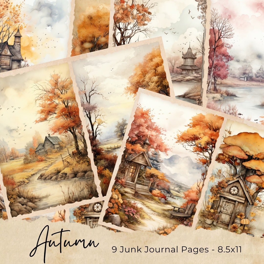 Cozy Autumn Junk Journal Kit, Fall Junk Journal Pages, Autumn Scene ...