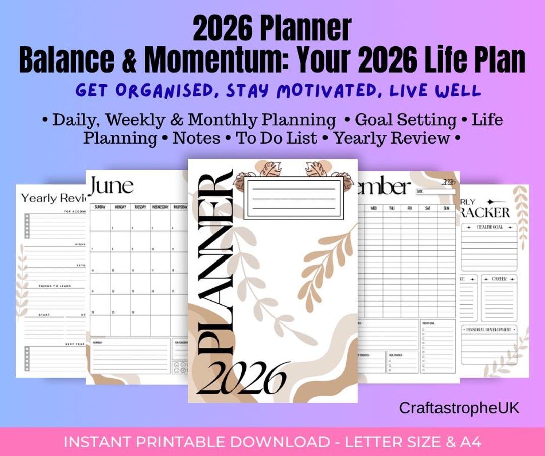 2026 Yearly Planner | Daily, Weekly, Monthly Layouts (PDF) - Etsy