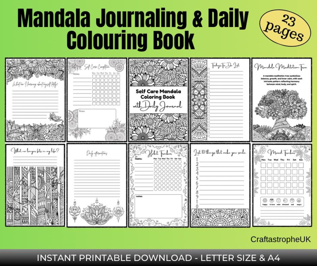 Mandala Journaling & Daily Colouring Book | Self Care Printable ...