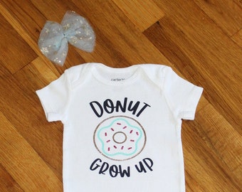 Donut Grow up Onesie, Yellow Donut Grow up Bodysuit, Donut Themed ...