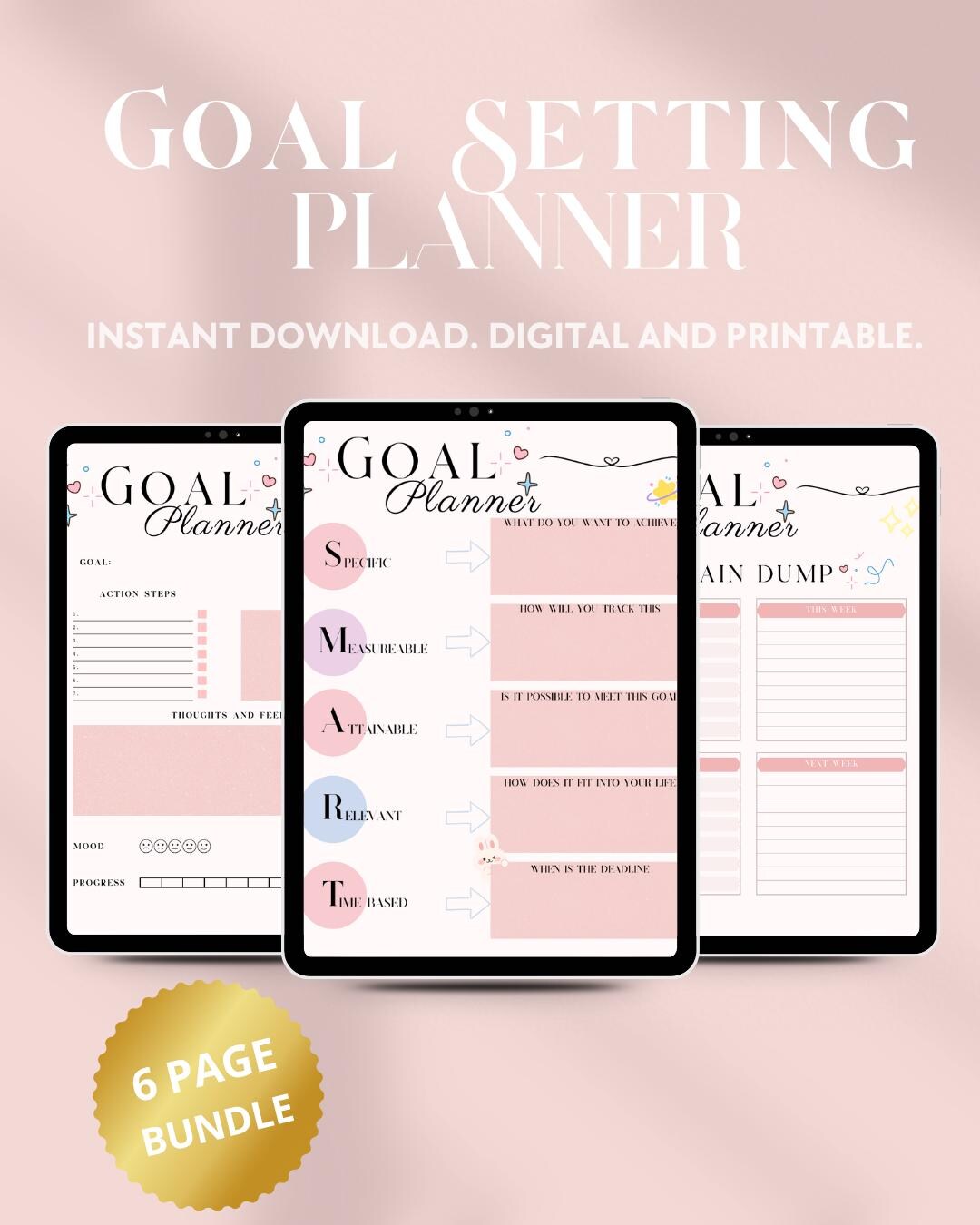 Cute Goal Setting Planner - Digital Planner - Etsy