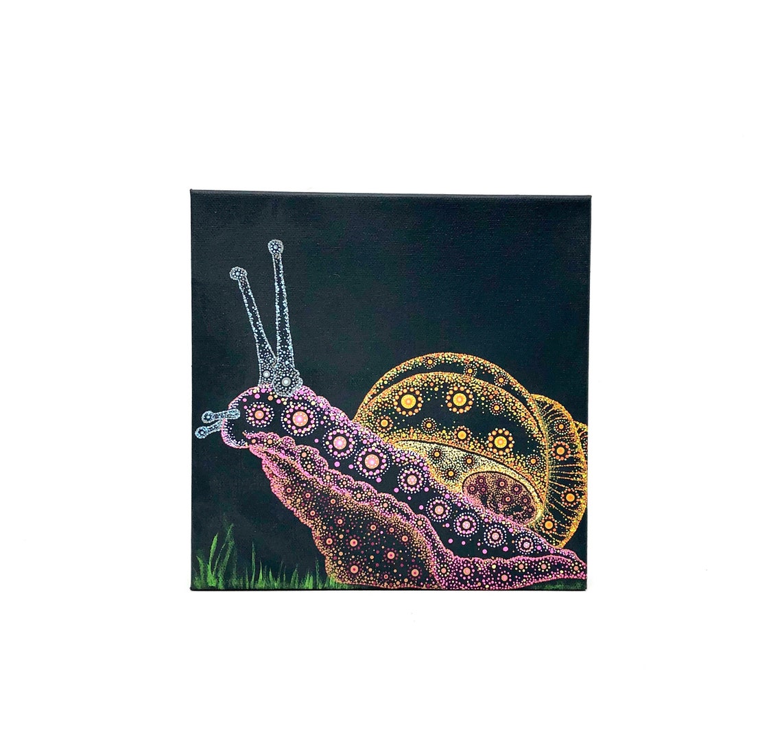 Snail. Acrylic on Canvas. Colorful, Whimsical Pointilism/dotilism - Etsy