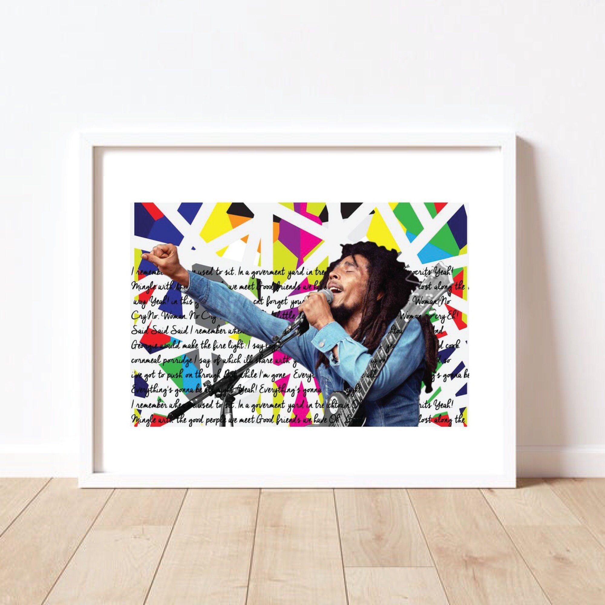 Bob Marley Print in Colour With Lyrics, Song Words, Quote. Typography ...