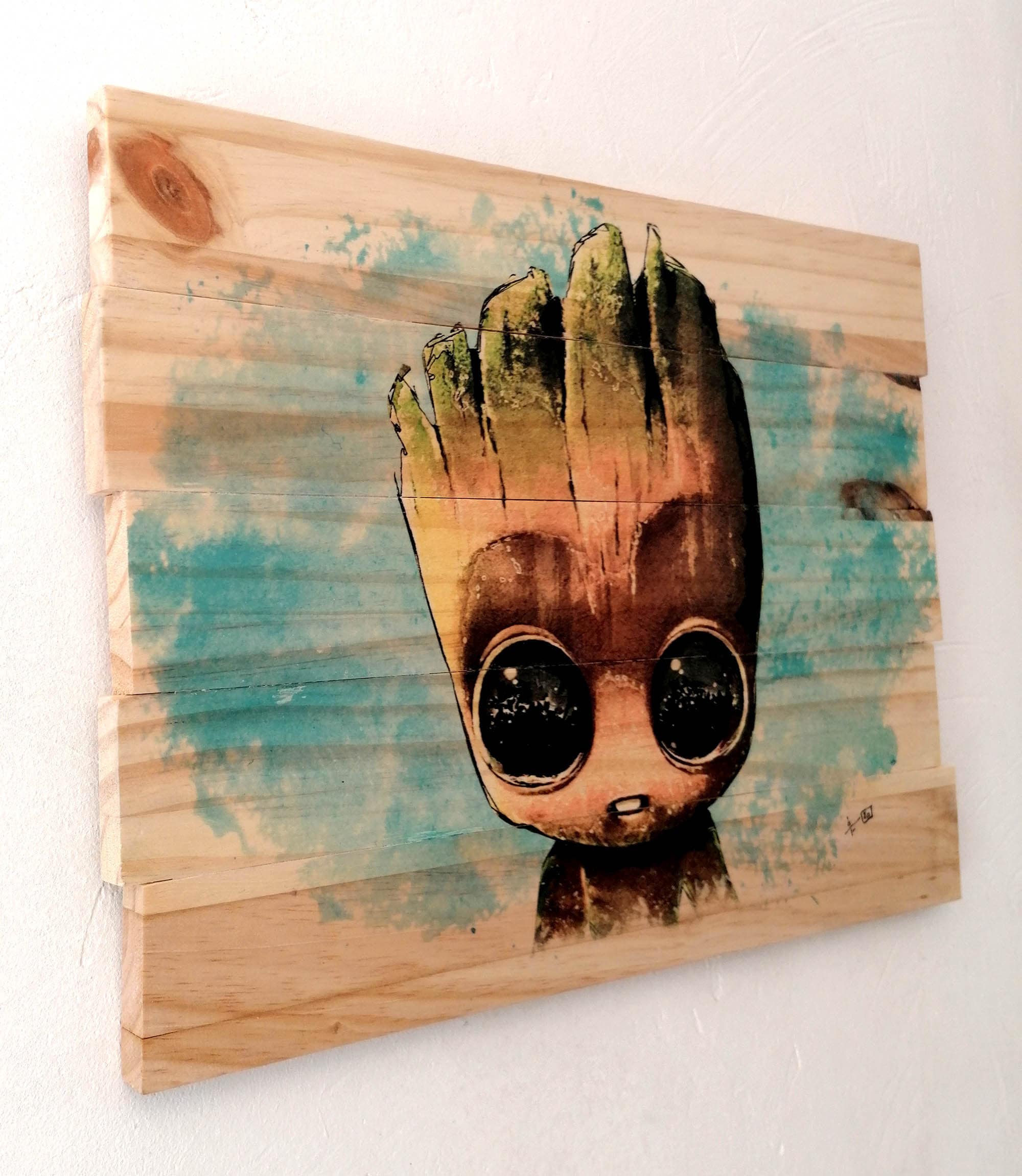Wood Board, Baby Groot Painting, Wall Decoration, Palette, Wood, Baby ...