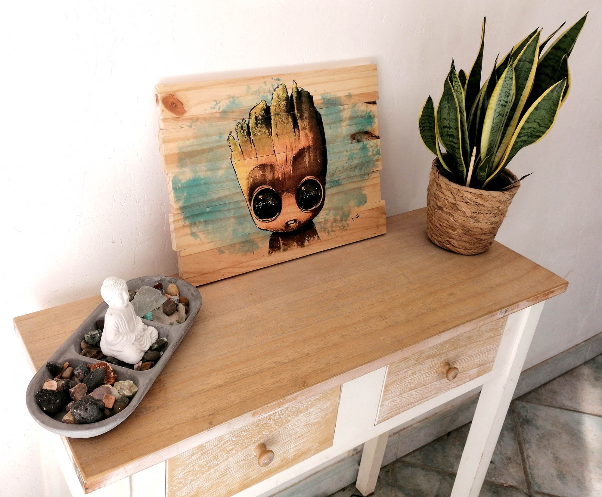 Wood Board, Baby Groot Painting, Wall Decoration, Palette, Wood, Baby ...