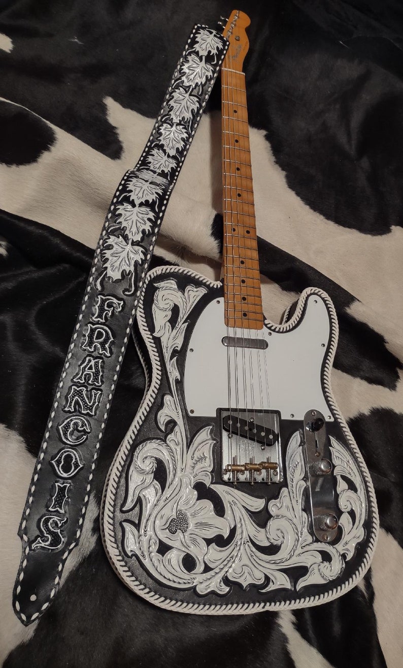 Custom-made waylon Style Leather Guitar Strap | Etsy