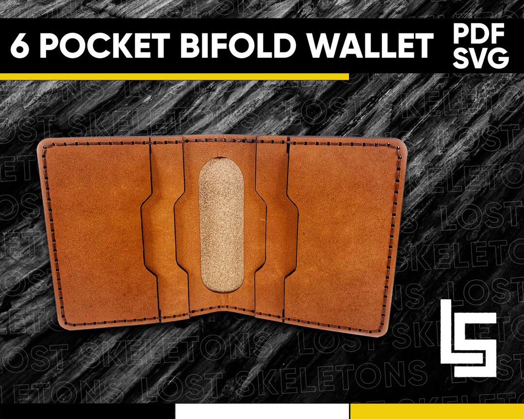 6 Pocket Minimalist Bifold Leather Wallet Laser Cut File PDF SVG Laser ...