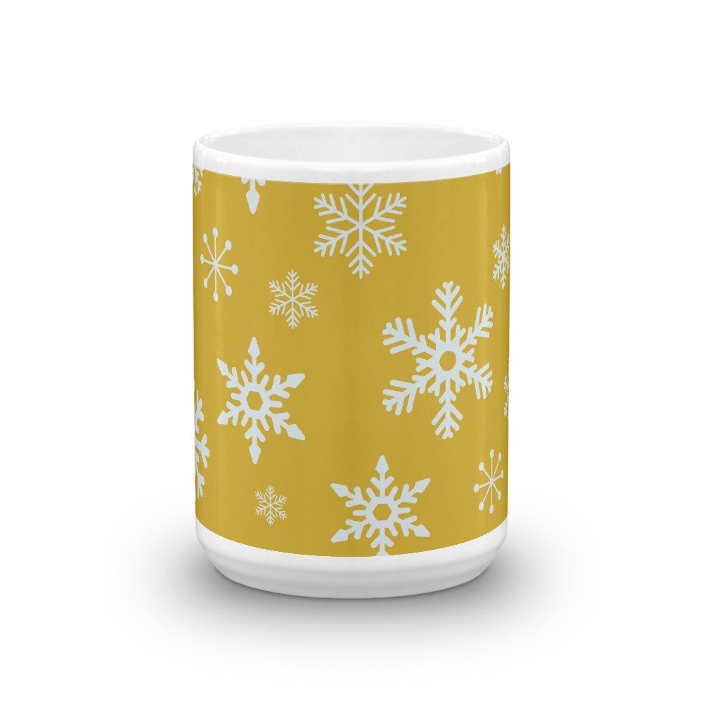 Snow Flakes Mug, Cute Mug, Coffee Mug, Fun Mug, Snow Flakes Design ...