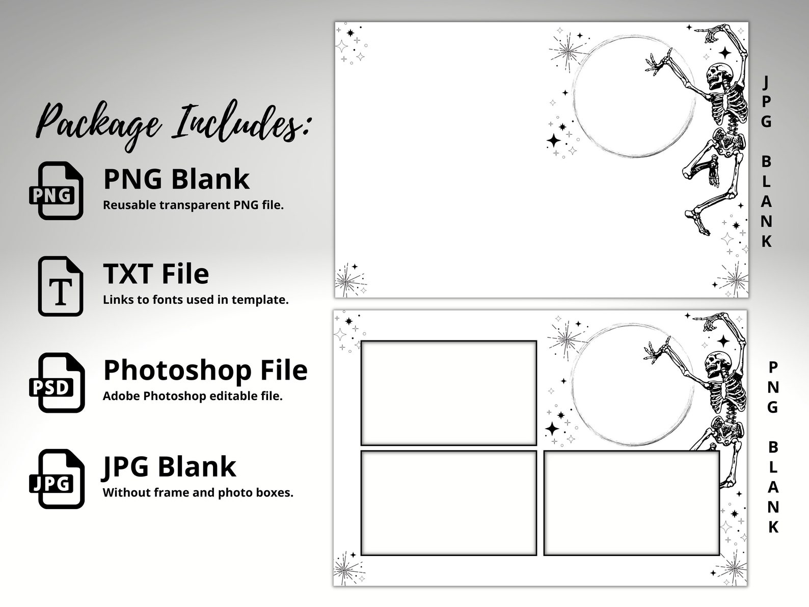 Skeleton Halloween Photo Booth Template, 4X6 Strip, Custom - Etsy