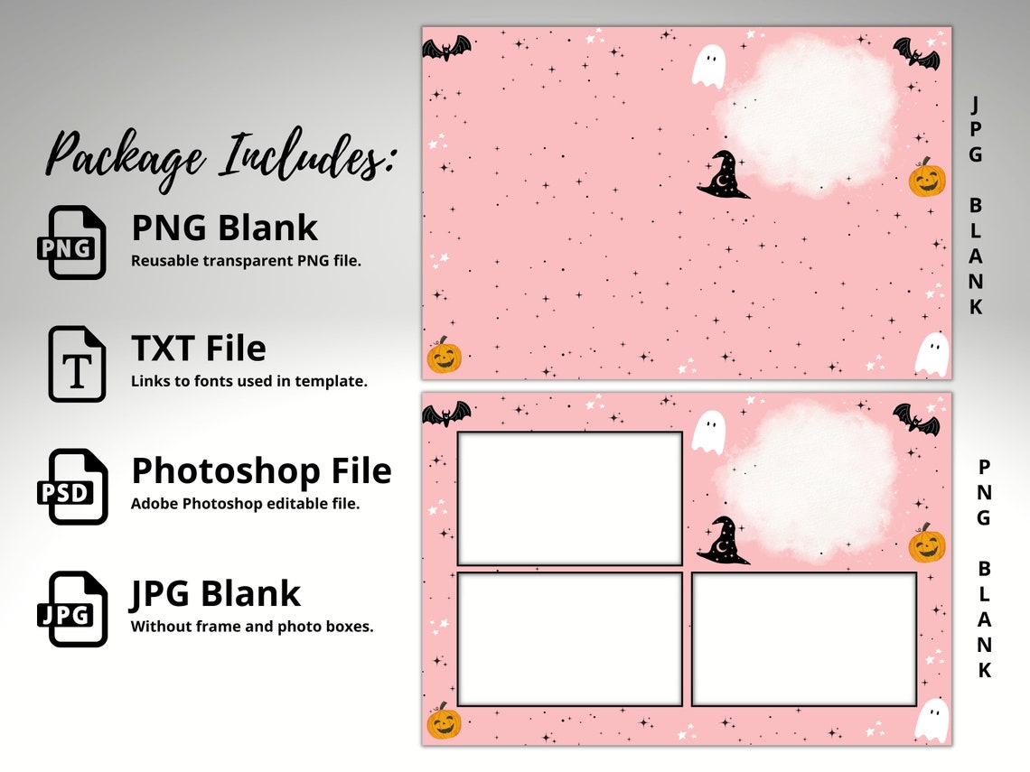 Pink Halloween Party Photo Booth Template, 4X6 Strip, Custom - Etsy