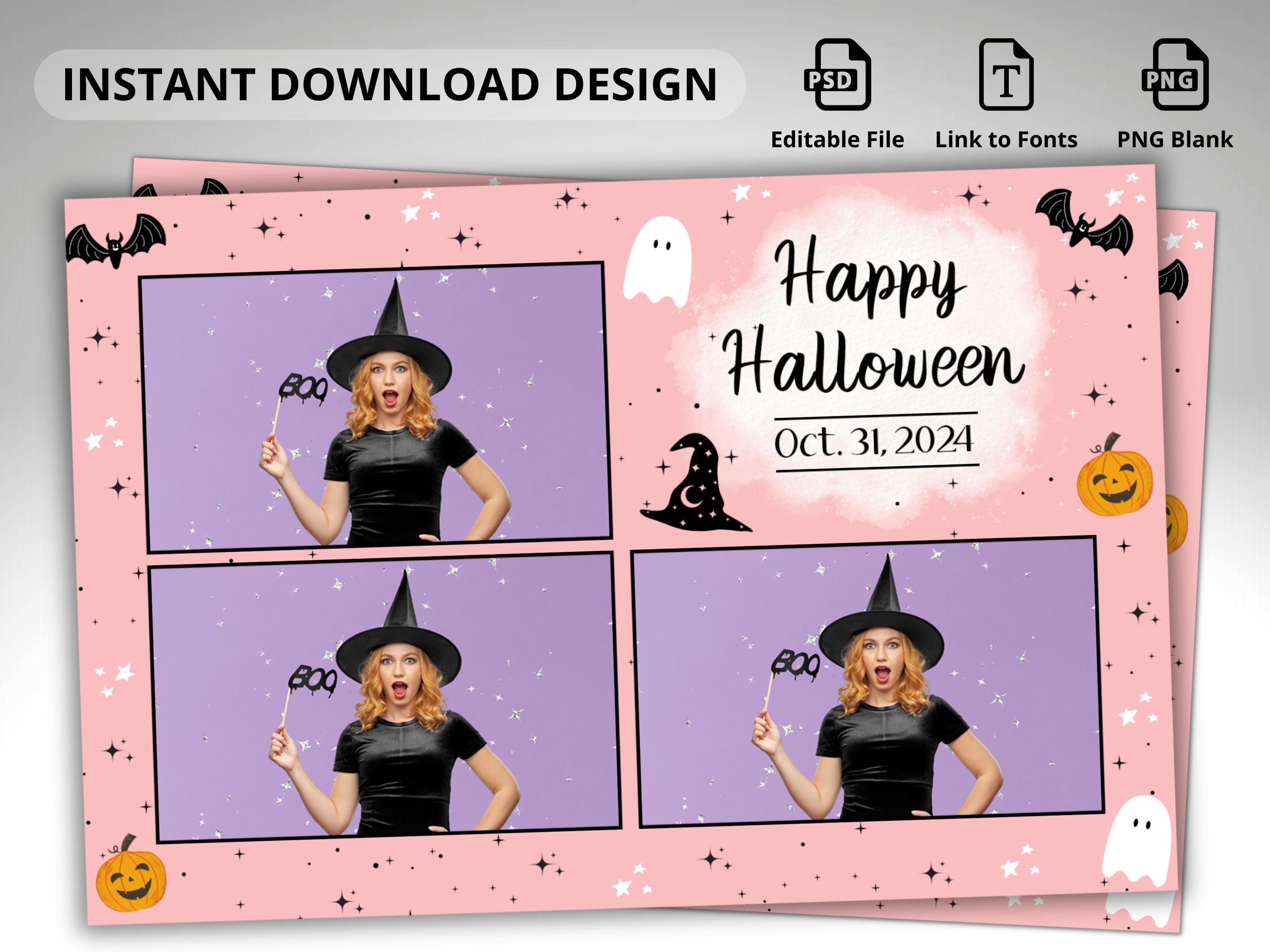 Pink Halloween Party Photo Booth Template, 4X6 Strip, Custom - Etsy