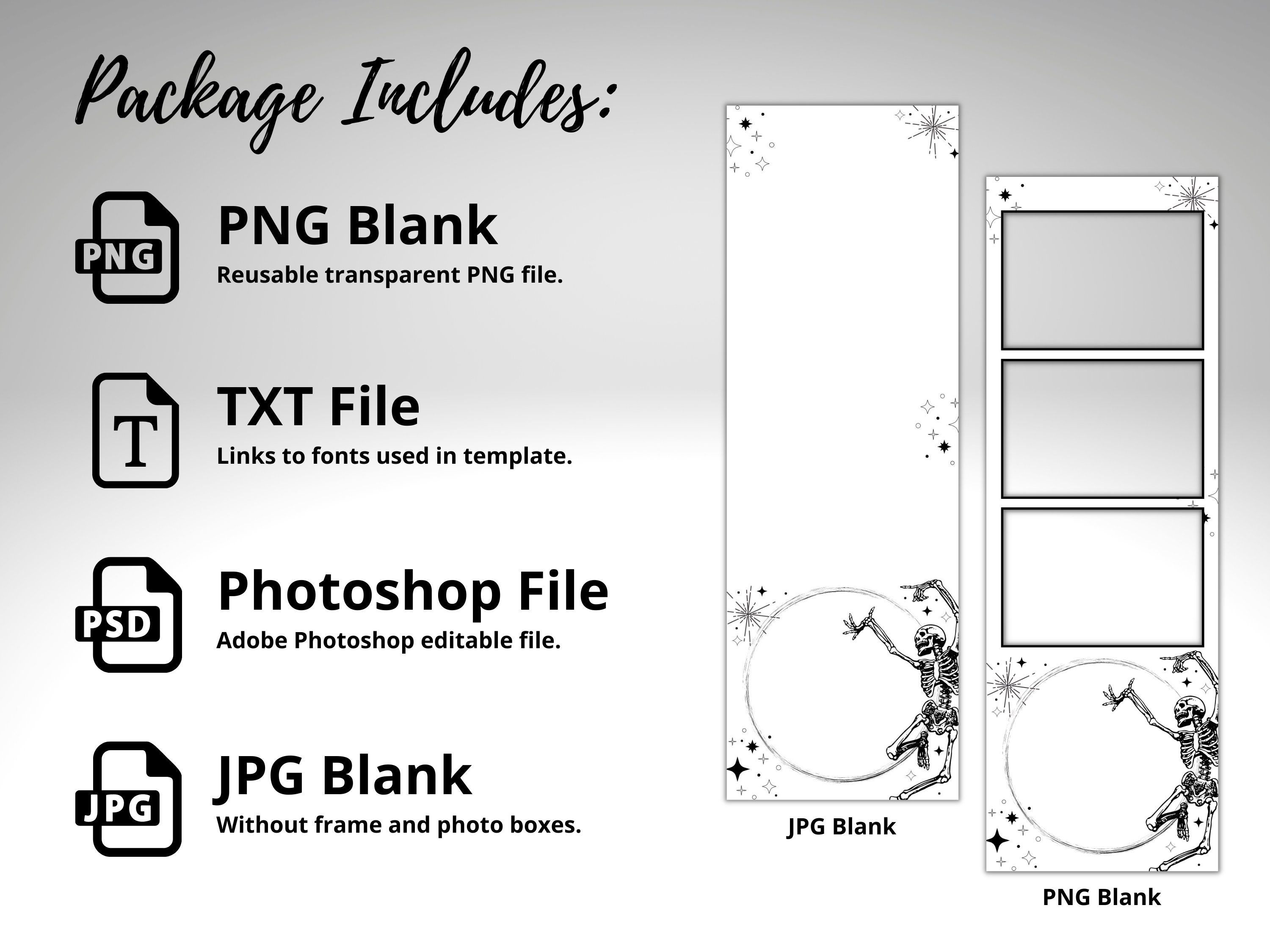 Skeleton Halloween Photobooth Template, Photo Booth Template, 2X6 ...