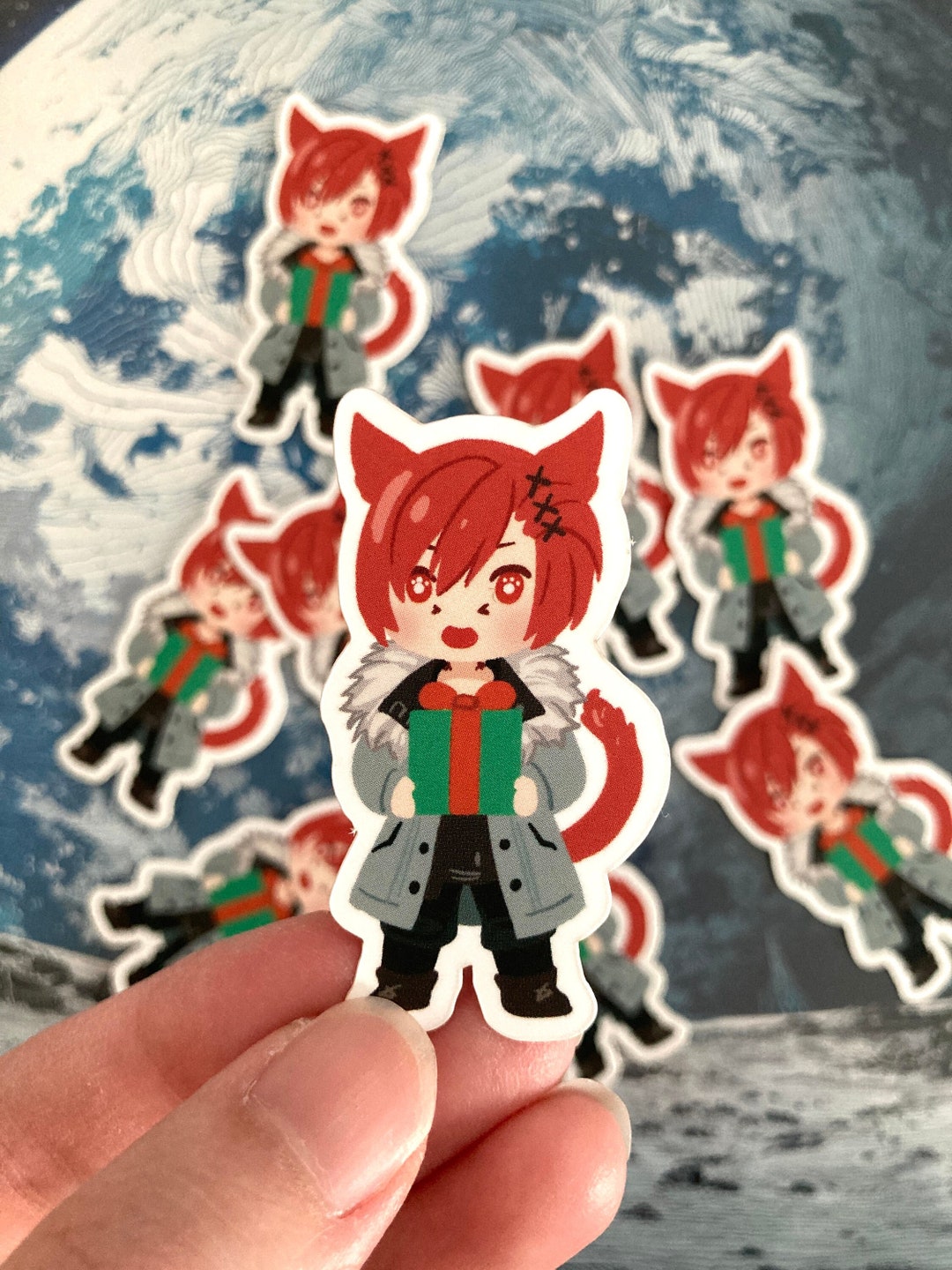 FFXIV 6.0 Endwalker Winter Outfit G'raha Holding a Present Vinyl Matte ...