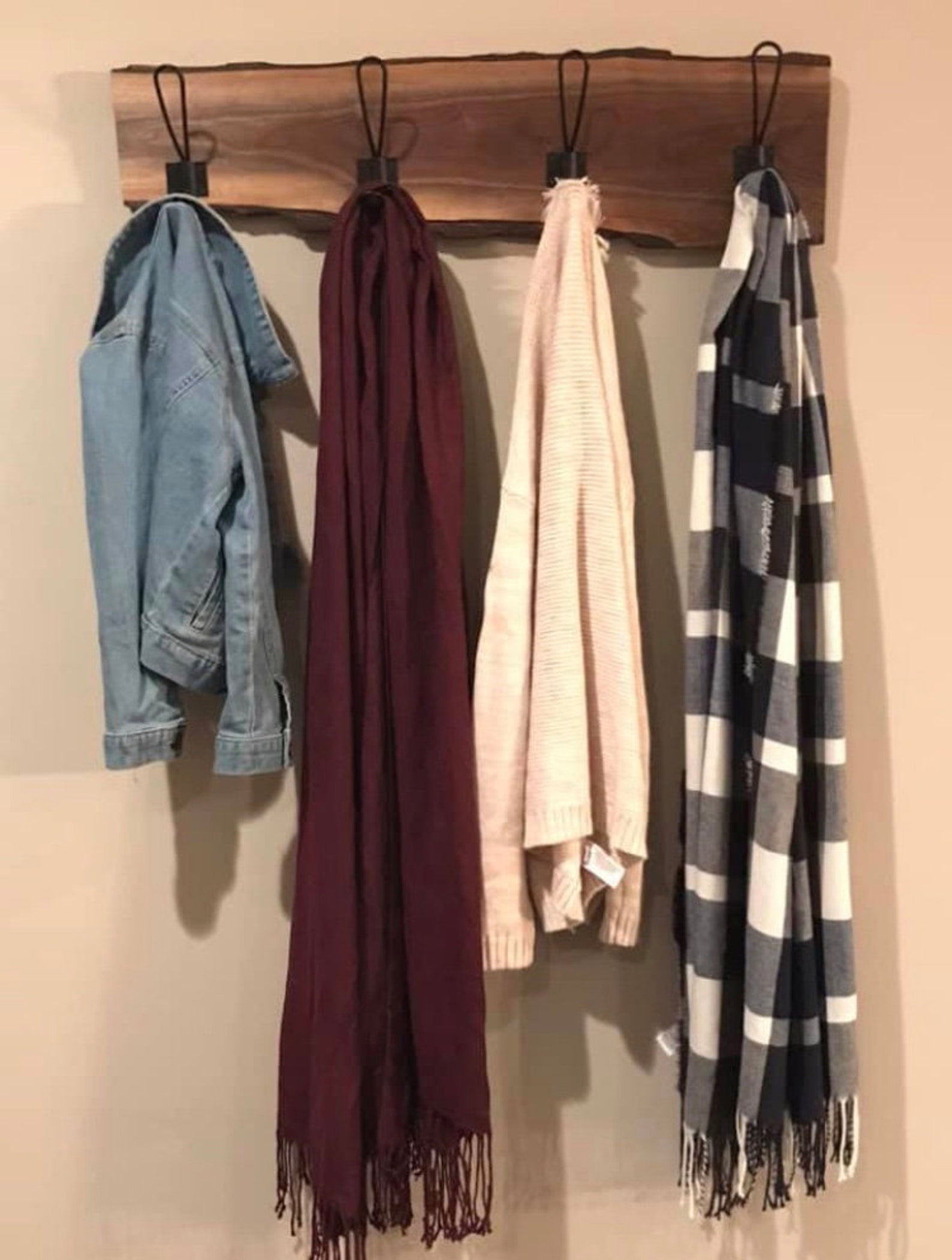 CUSTOM MADE to ORDER Natural Live Edge Walnut Coat Rack - Etsy