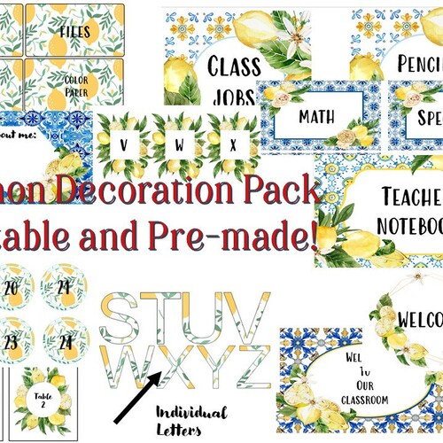 Lemon Bunting Printable Lemon Party Decor Printable Banner | Etsy