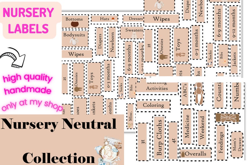 Neutral Nursery Organization Stickers - Etsy