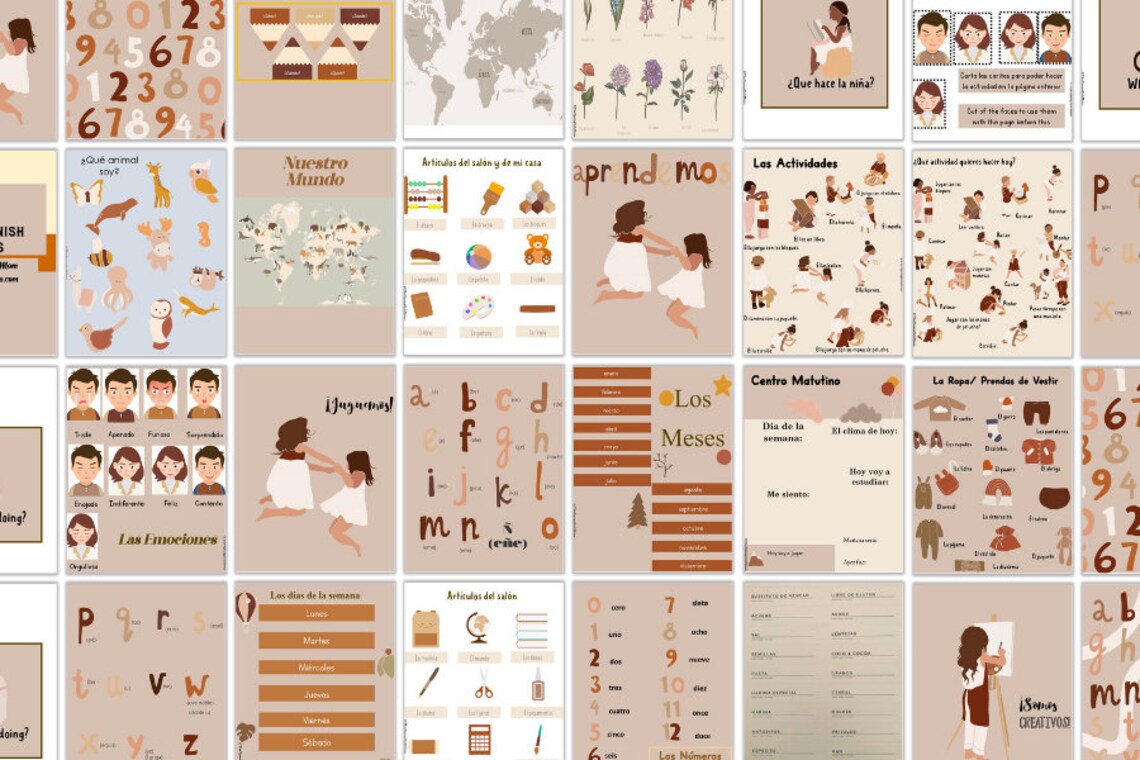 Spanish Boho Educational Posters - Etsy