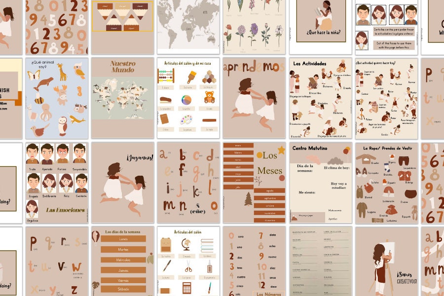 Spanish Boho Educational Posters - Etsy