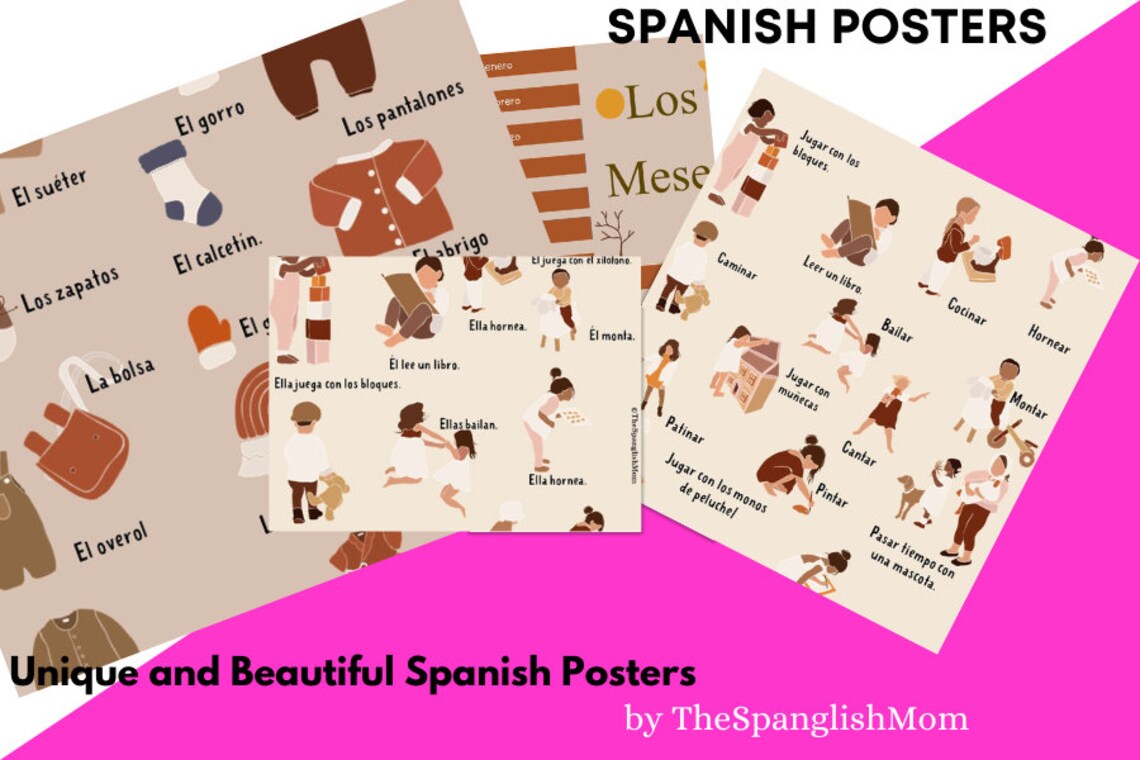 Spanish Boho Educational Posters - Etsy