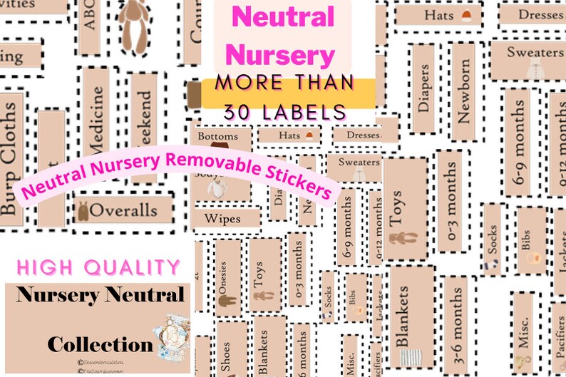 Neutral Nursery Organization Stickers - Etsy