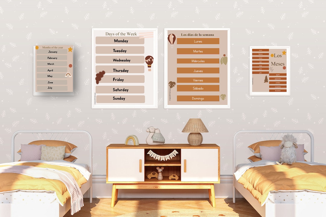 Days of the Week and Months of the Year Spanish and English Posters - Etsy