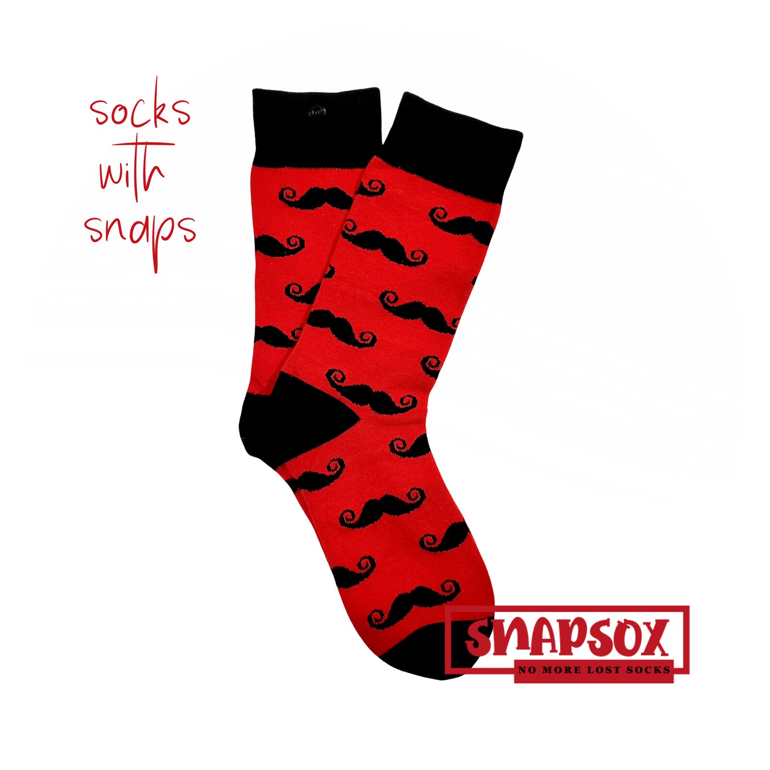 Snapsox: NO MORE Lost Socks! Mustache Cotton Socks. Groomsmen Dress ...