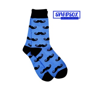 Snapsox: NO MORE Lost Socks! Mustache Cotton Socks. Groomsmen Dress Socks. Handlebars Moustache ...