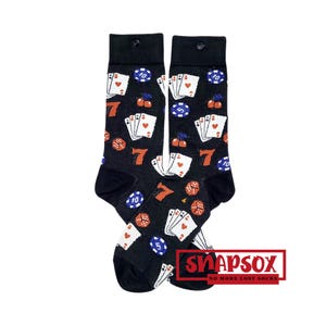 Casino Themed Socks With Snaps - Poker Game Chips - Lucky Seven Novelty ...