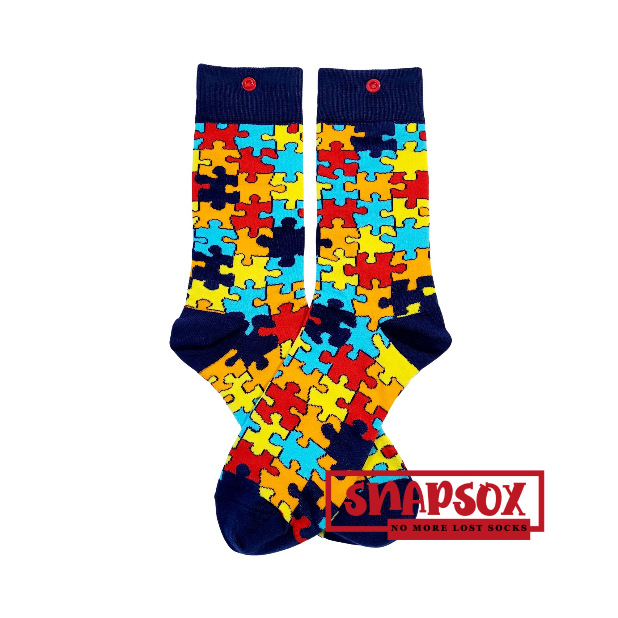 Snapsox: NO MORE Lost Socks Puzzle Print Socks. Jigsaw Puzzle Novelty ...
