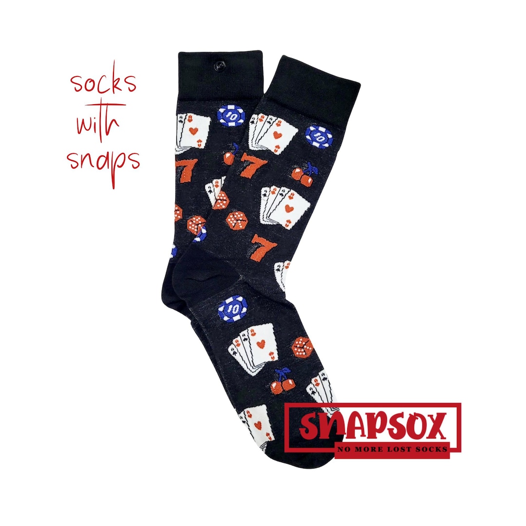 Casino Themed Socks With Snaps - Poker Game Chips - Lucky Seven Novelty ...
