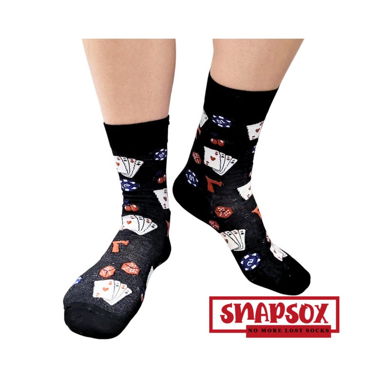 Casino Themed Socks With Snaps - Poker Game Chips - Lucky Seven Novelty ...