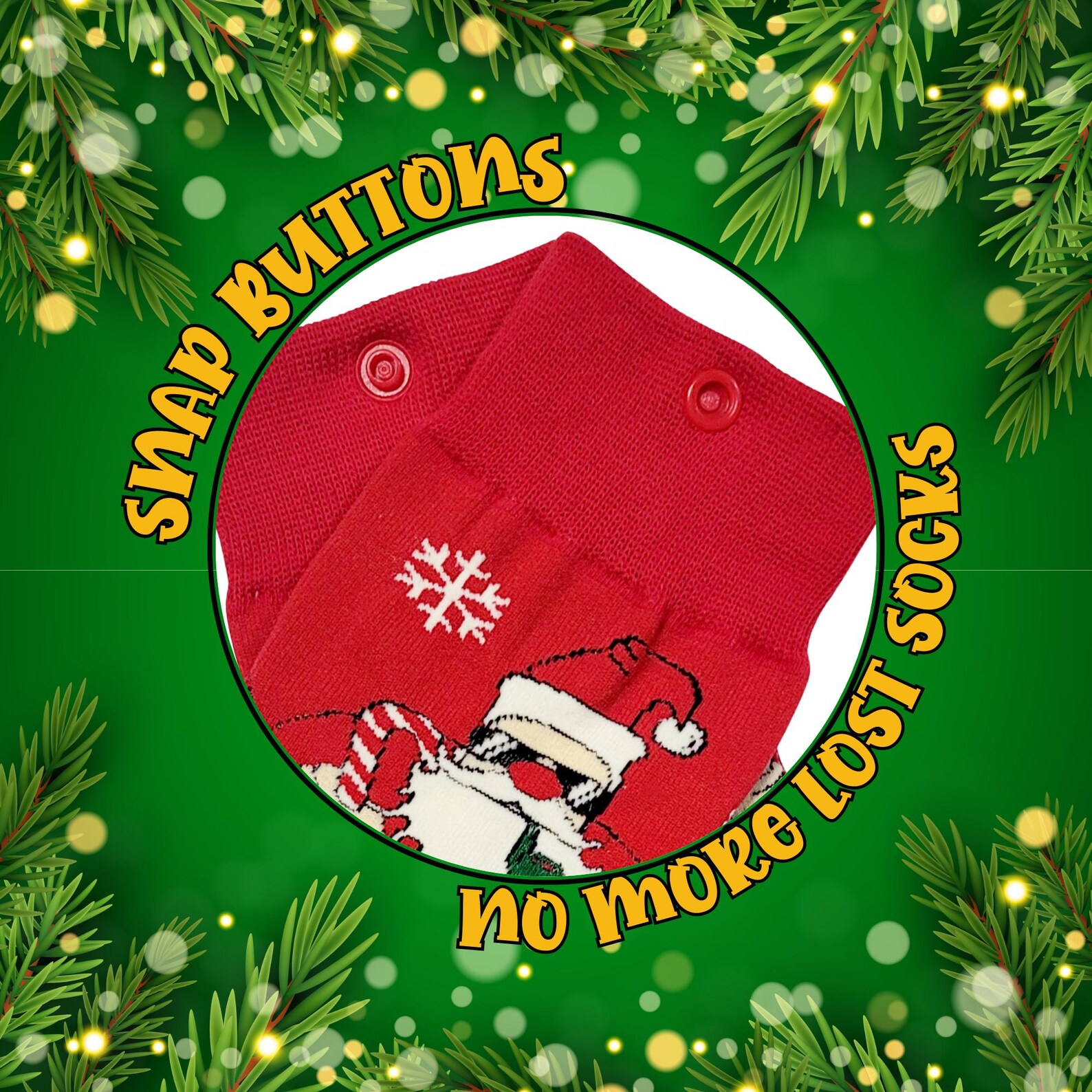 Santa Christmas Socks With Snaps - Fun Festive Holiday Crew Socks With ...