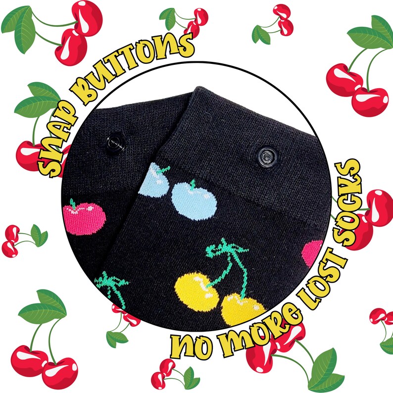 Cherry Patterned Socks. Cute Fruit Print Socks. Unisex Cherry-themed ...