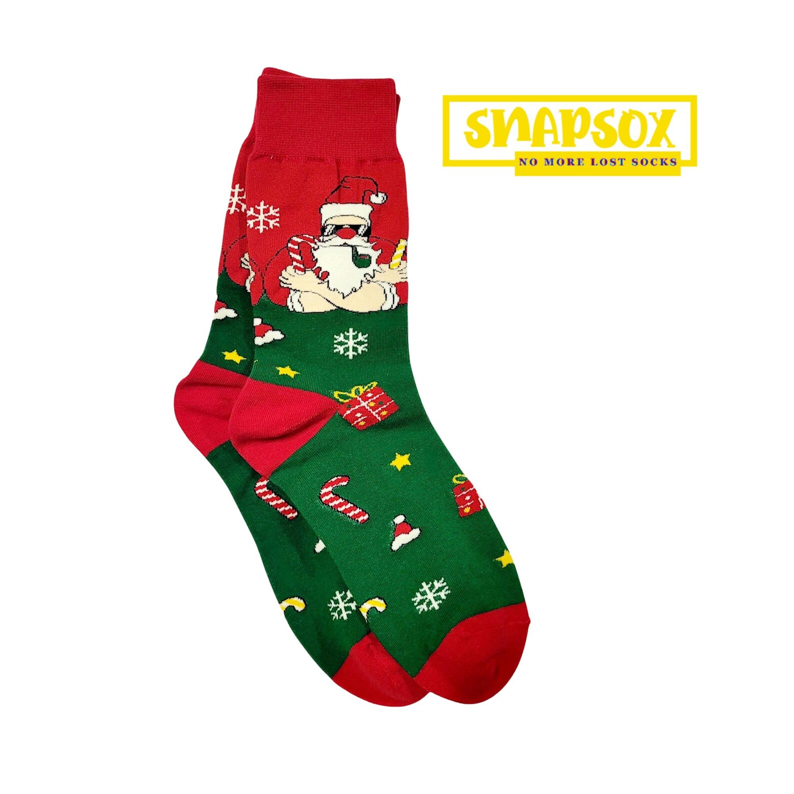 Santa Christmas Socks With Snaps - Fun Festive Holiday Crew Socks With ...