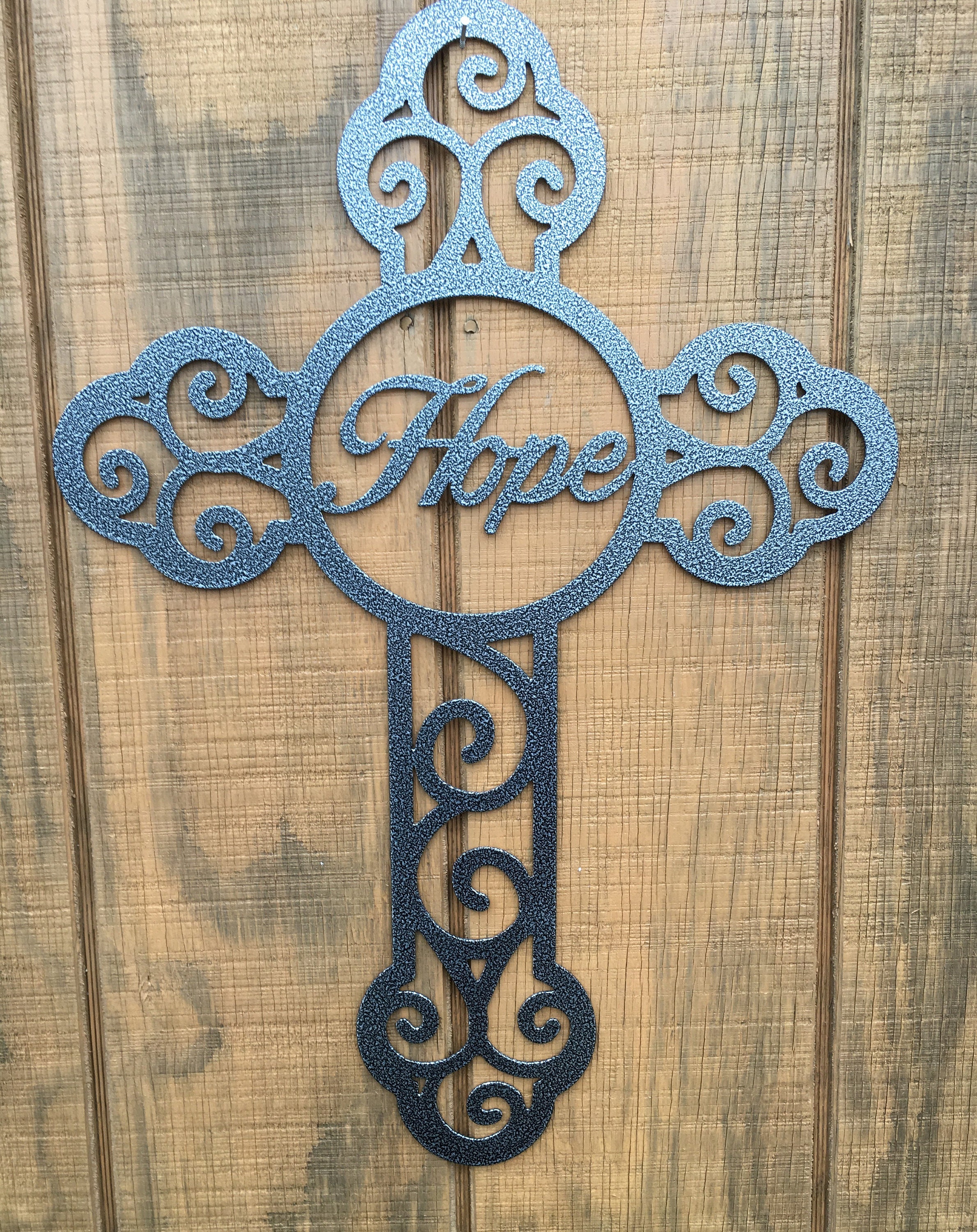 Faith cross metal monogram metal wall decor metal quote | Etsy