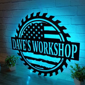 Custom American Flag Workshop Sign | Metal Shop Sign | Free Shipping ...