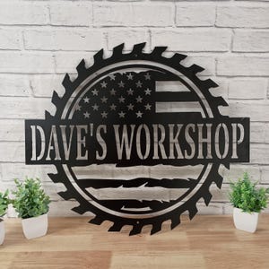 Custom American Flag Workshop Sign | Metal Shop Sign | Free Shipping ...