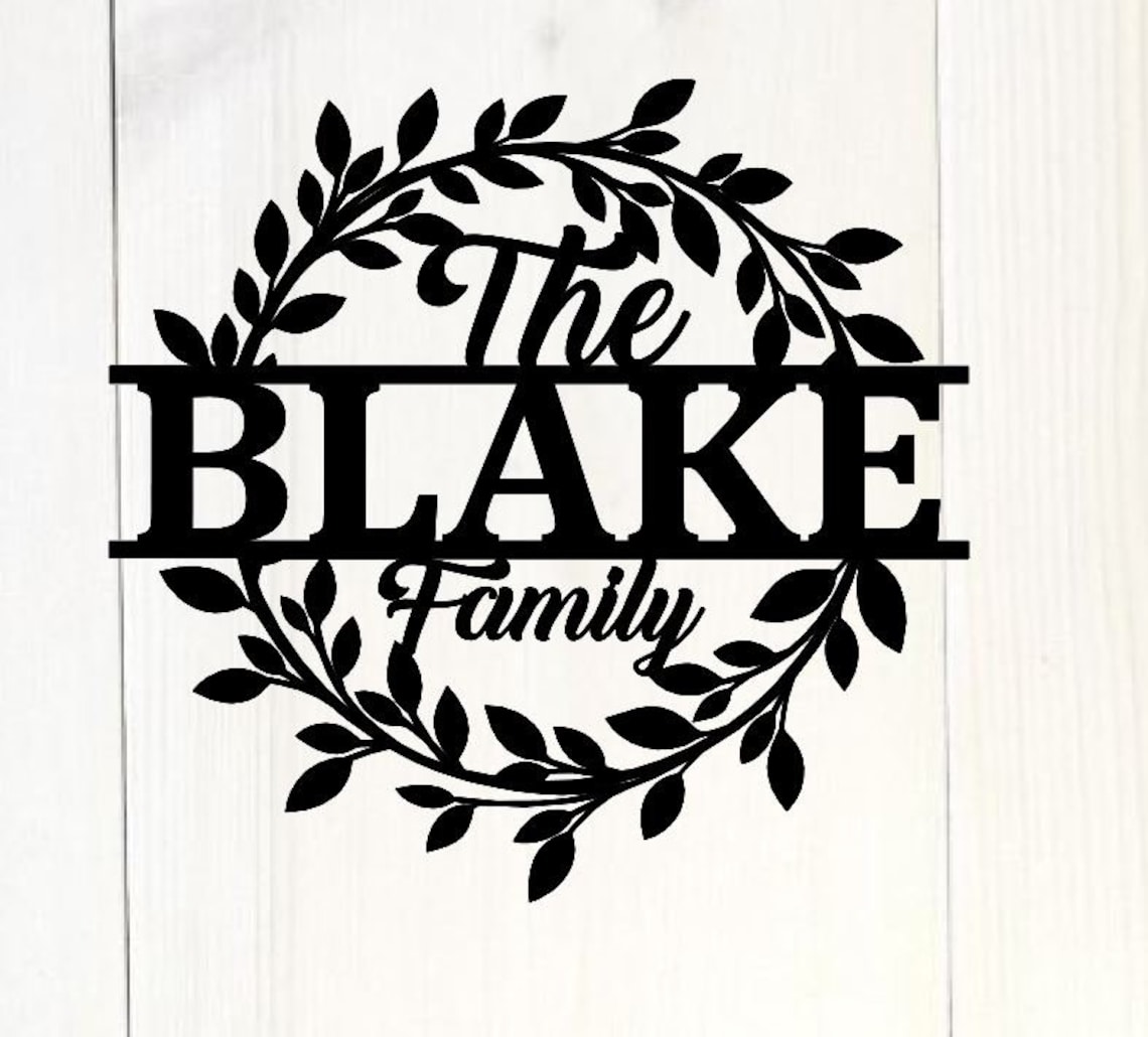 Weatherproof Custom Circle Monogram House Sign, Personalized Wreath ...