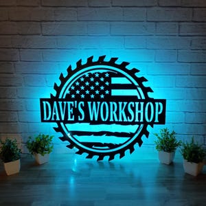 Custom American Flag Workshop Sign | Metal Shop Sign | Free Shipping ...