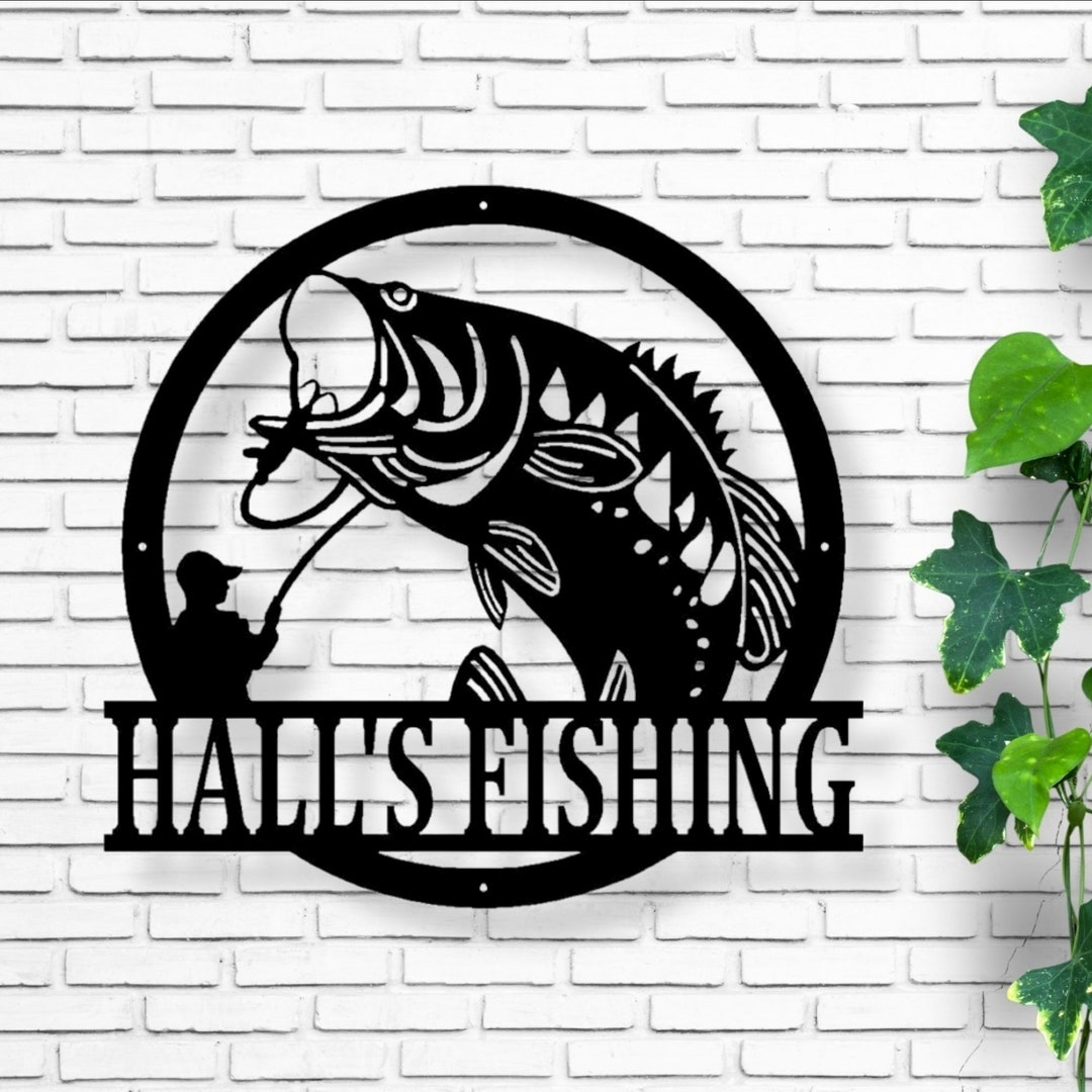 Metal Bass Wall Art Metal Wall Decor Bass Fishing Gift for Men Metal ...