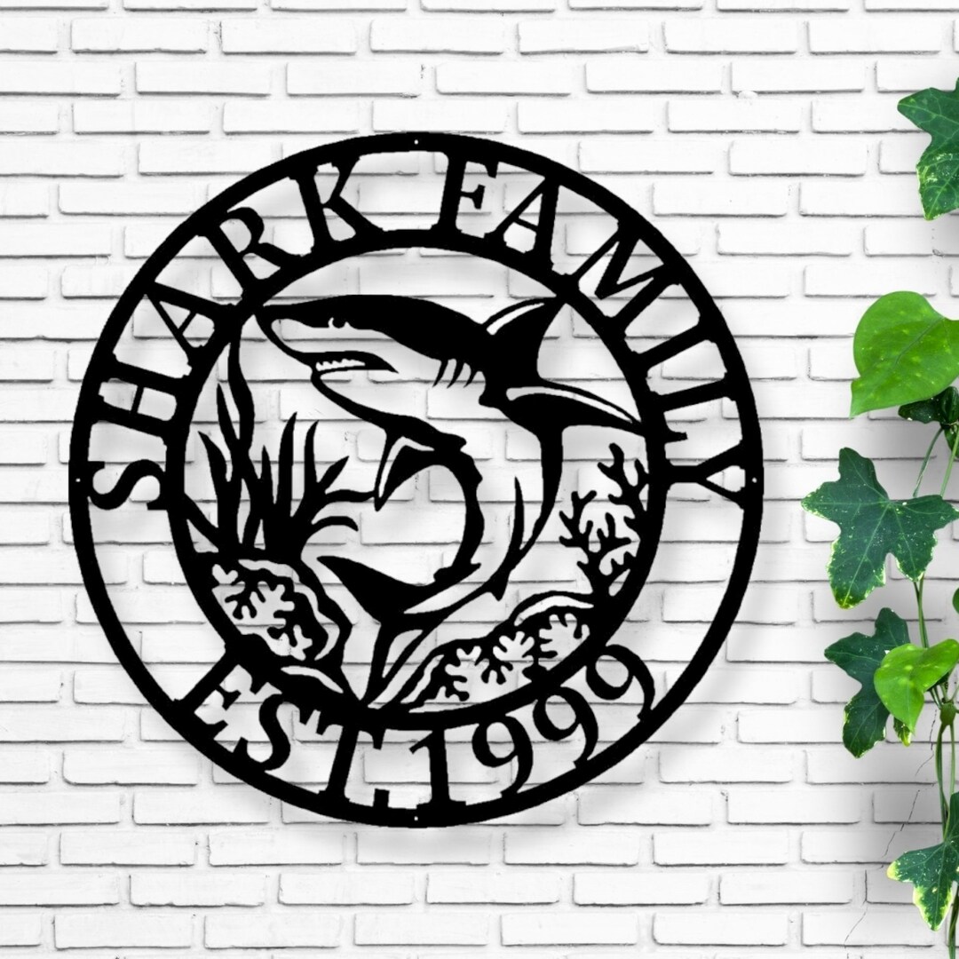 Last Name Shark Sign, Shark Metal Sign, Metal Shark Sign, Metal Wall ...