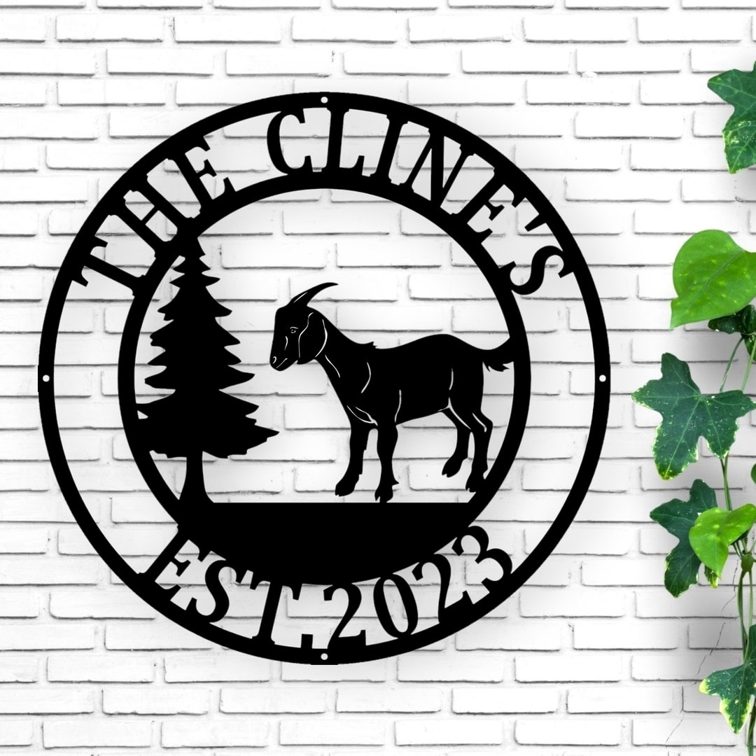 Metal Goat Farm Sign | Rustic Farmhouse Decor | Personalized Name ...