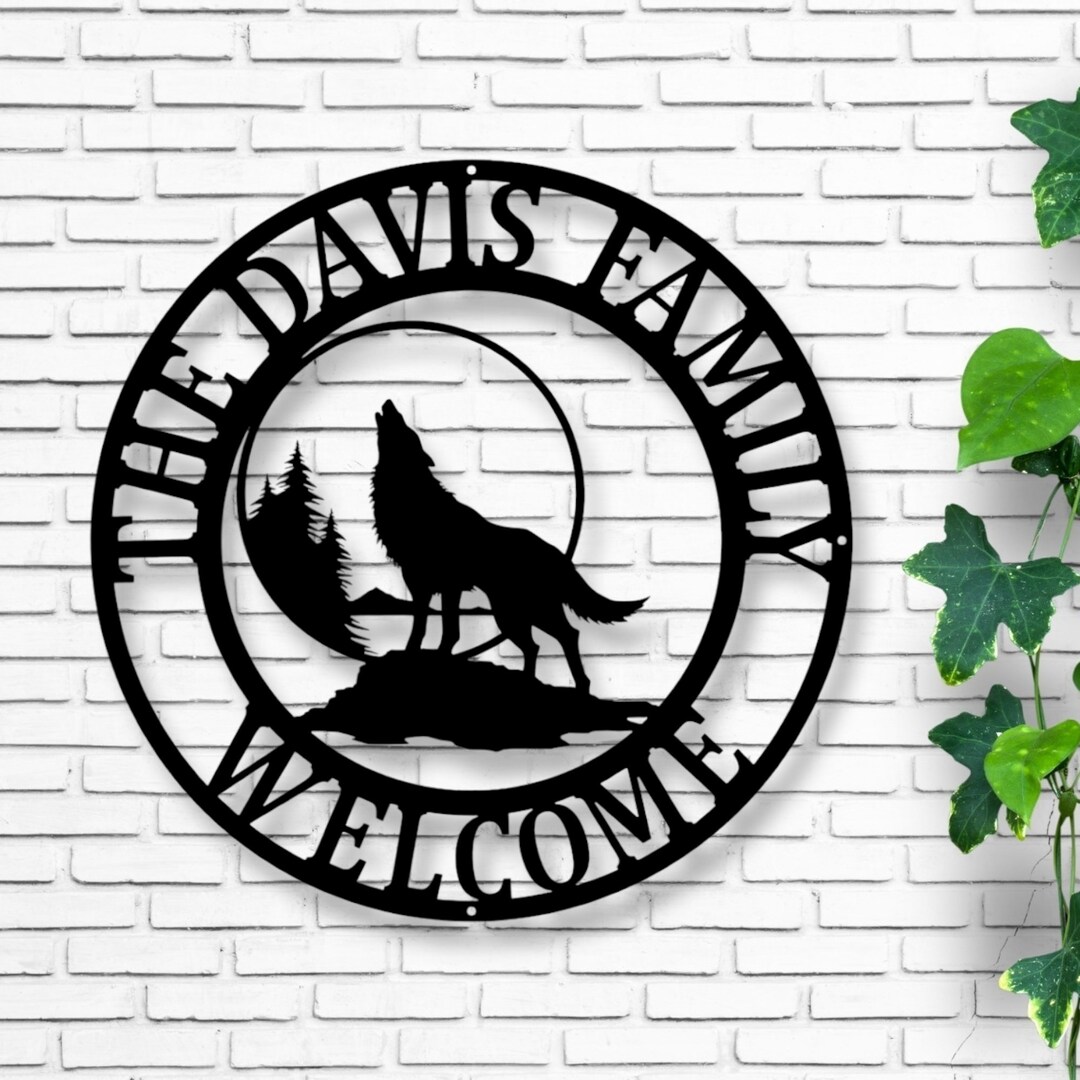Wolf Howling Metal Ranch Sign| Great Outdoor | Weatherproof Sign | Farm ...