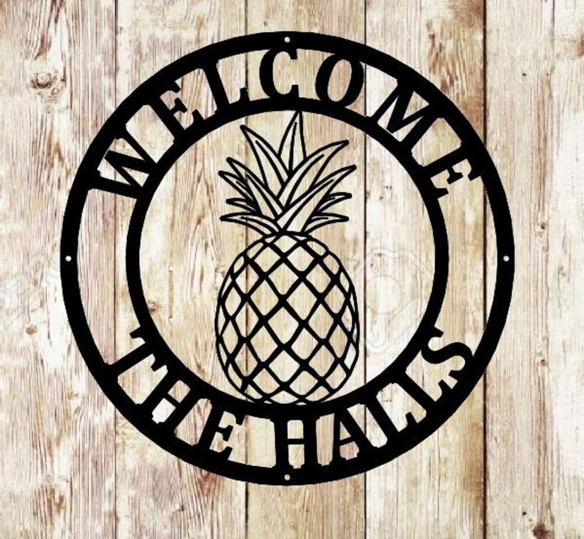 Personalized Pineapple Metal Sign Housewarming Gift | Etsy