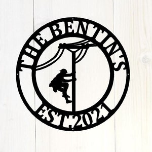 Line Man Metal Gift, Lineman Last Name Metal Sign, Personalized Lineman ...