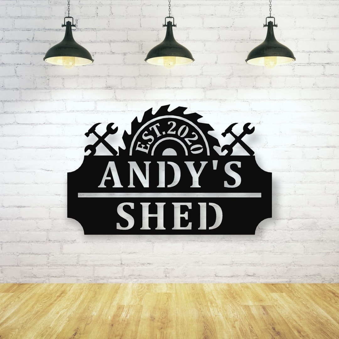 Metal Garage Sign, Personalized Metal Shop Sign, Tool Shed Sign, Custom ...